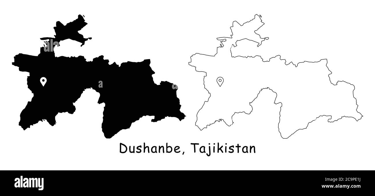 Dushanbe, Tajikistan. Detailed Country Map with Location Pin on Capital ...