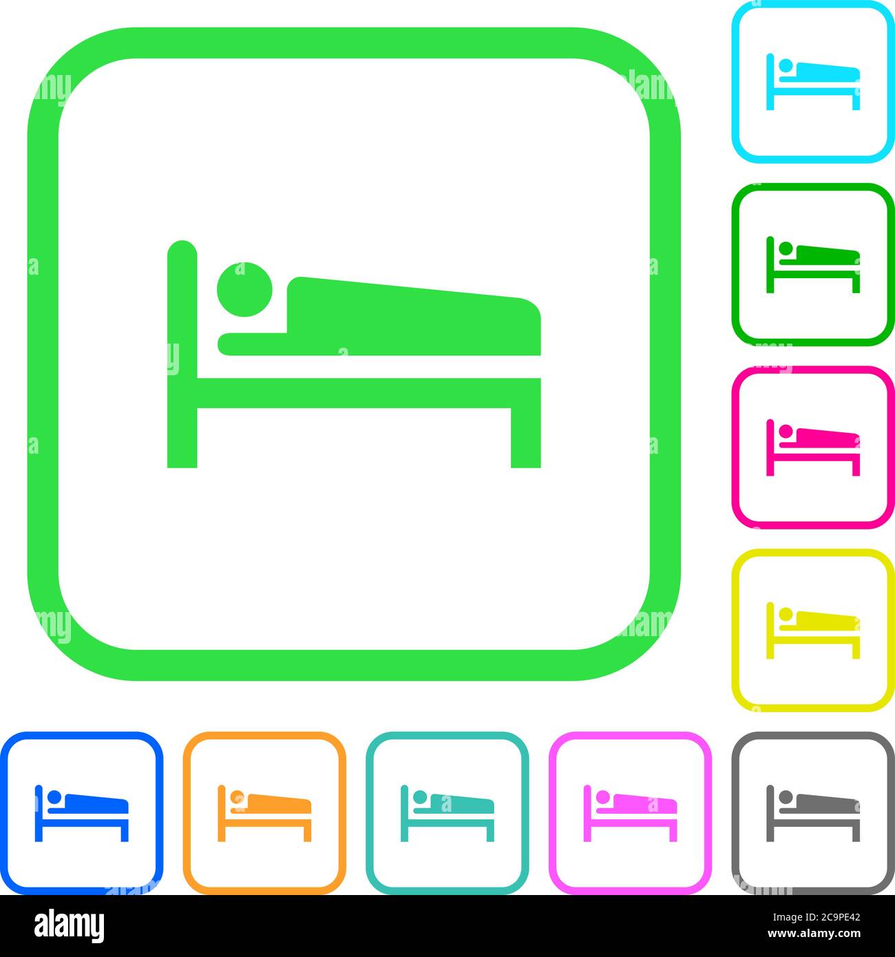 Sleeping man vivid colored flat icons in curved borders on white ...