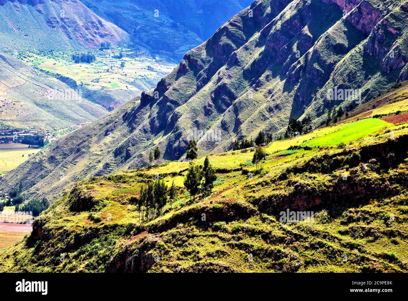 Landscape in Pisac in the Urubamba valley in Cusco, Peru Stock Photo ...