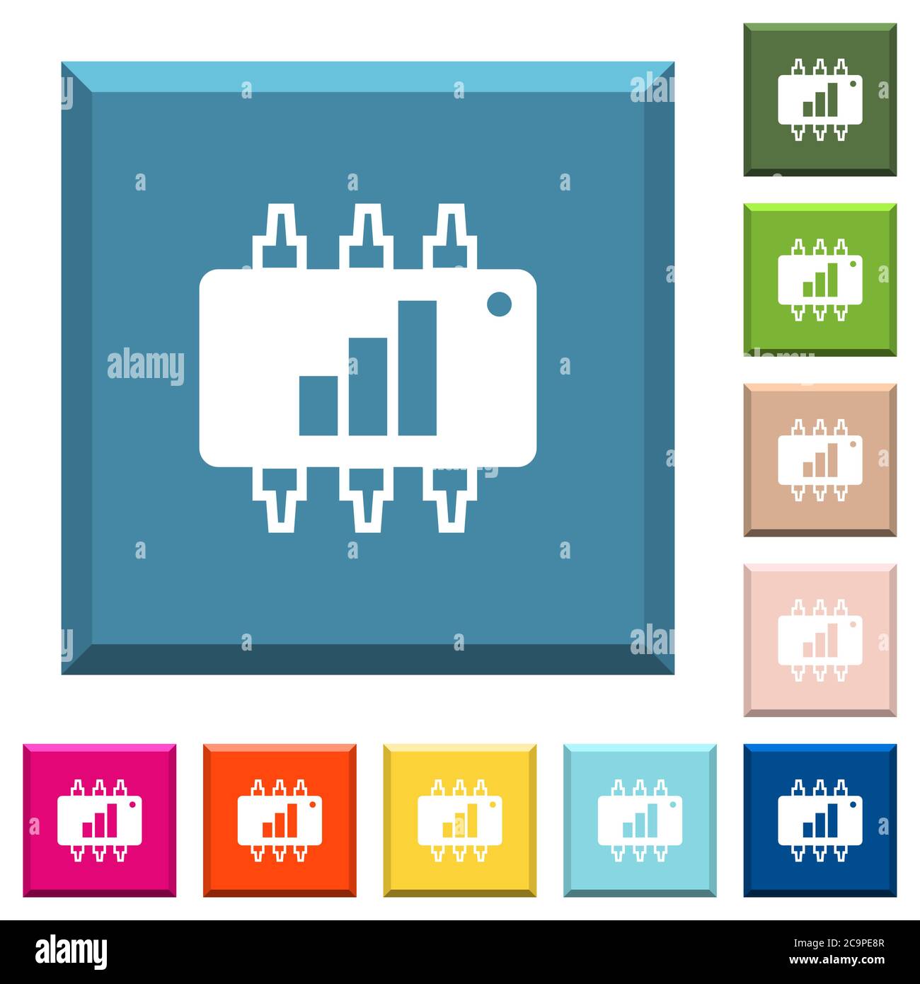 Hardware acceleration white icons on edged square buttons in various ...