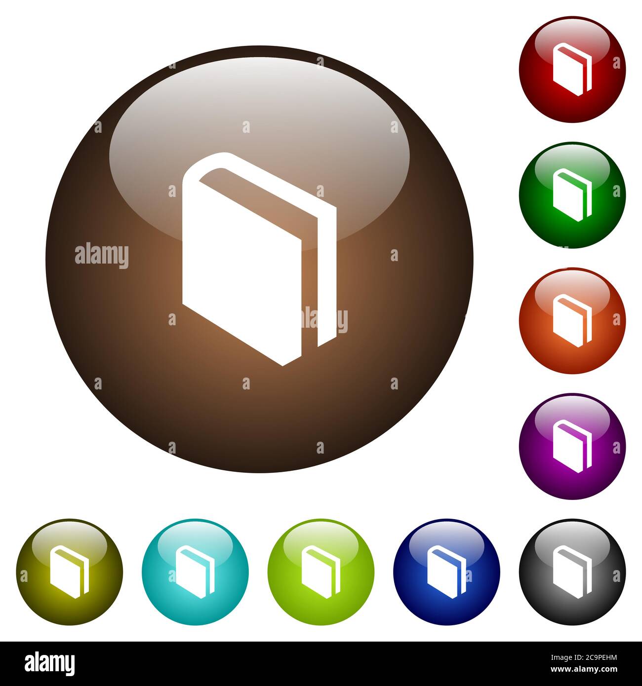 Single book white icons on round color glass buttons Stock Vector Image ...