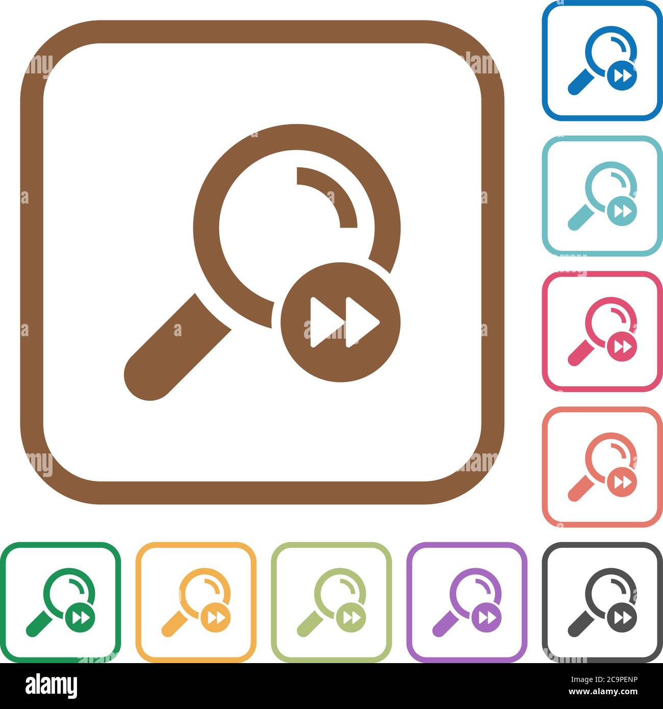 Find last search result simple icons in color rounded square frames on ...