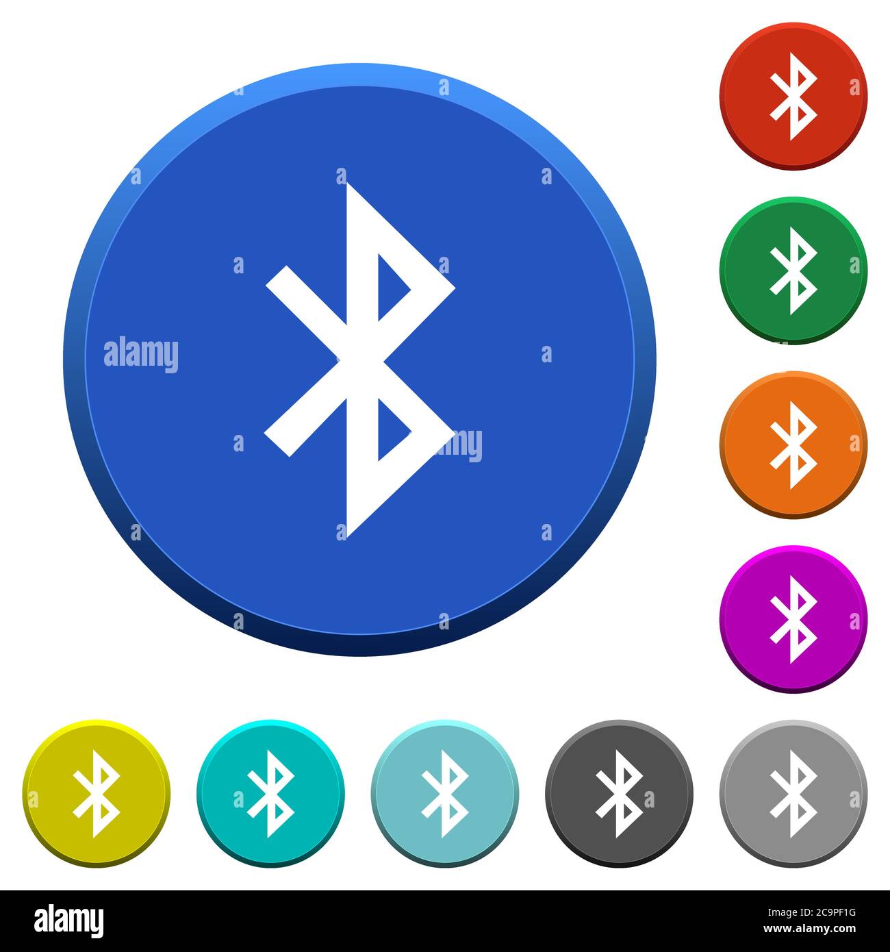 Bluetooth round color beveled buttons with smooth surfaces and flat ...