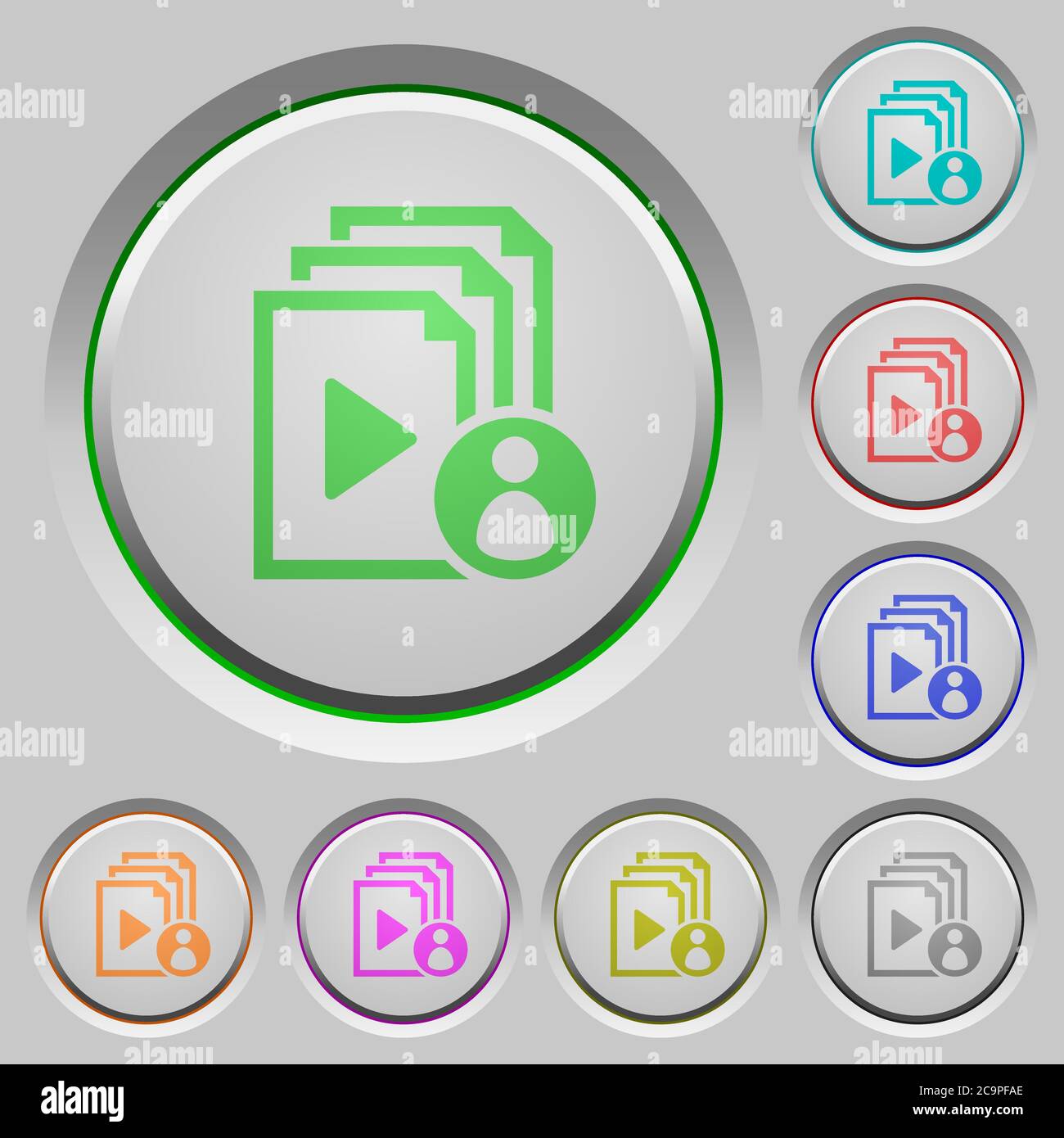 Playlist author color icons on sunk push buttons Stock Vector Image ...