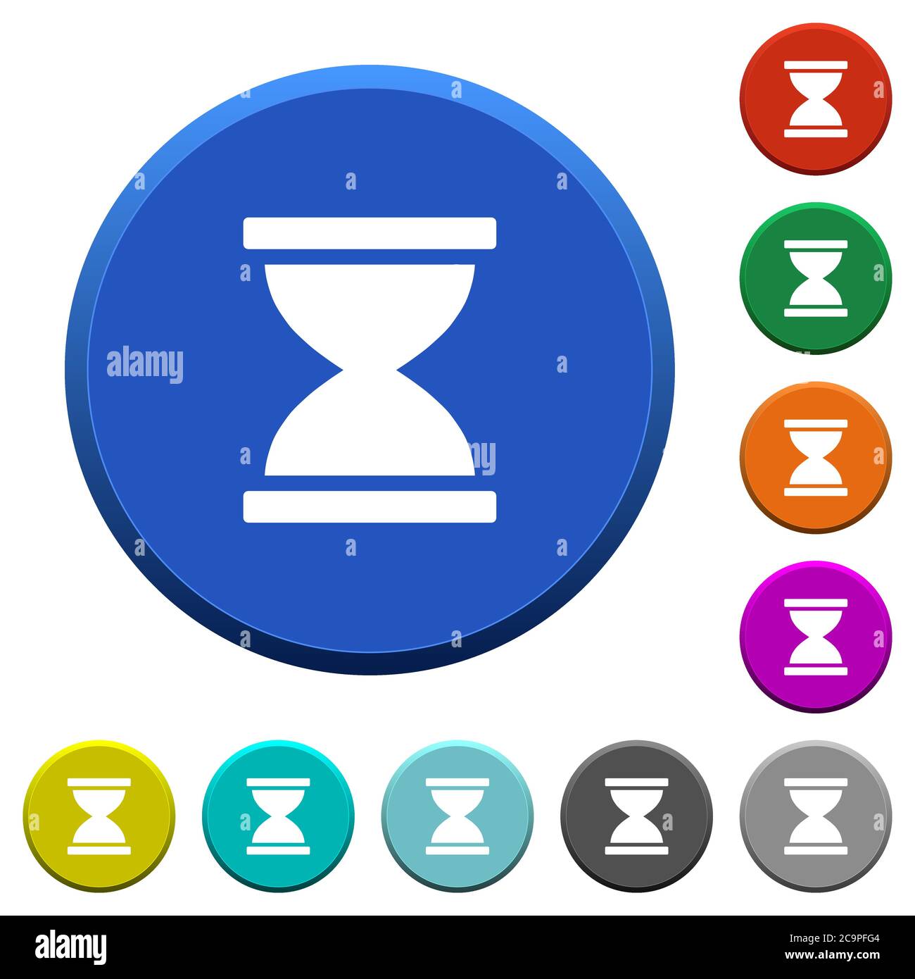 Hourglass round color beveled buttons with smooth surfaces and flat ...