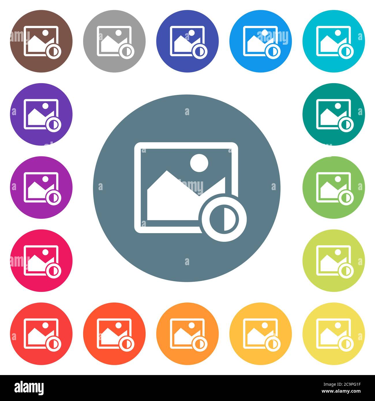 Adjust image contrast flat white icons on round color backgrounds. 17 ...