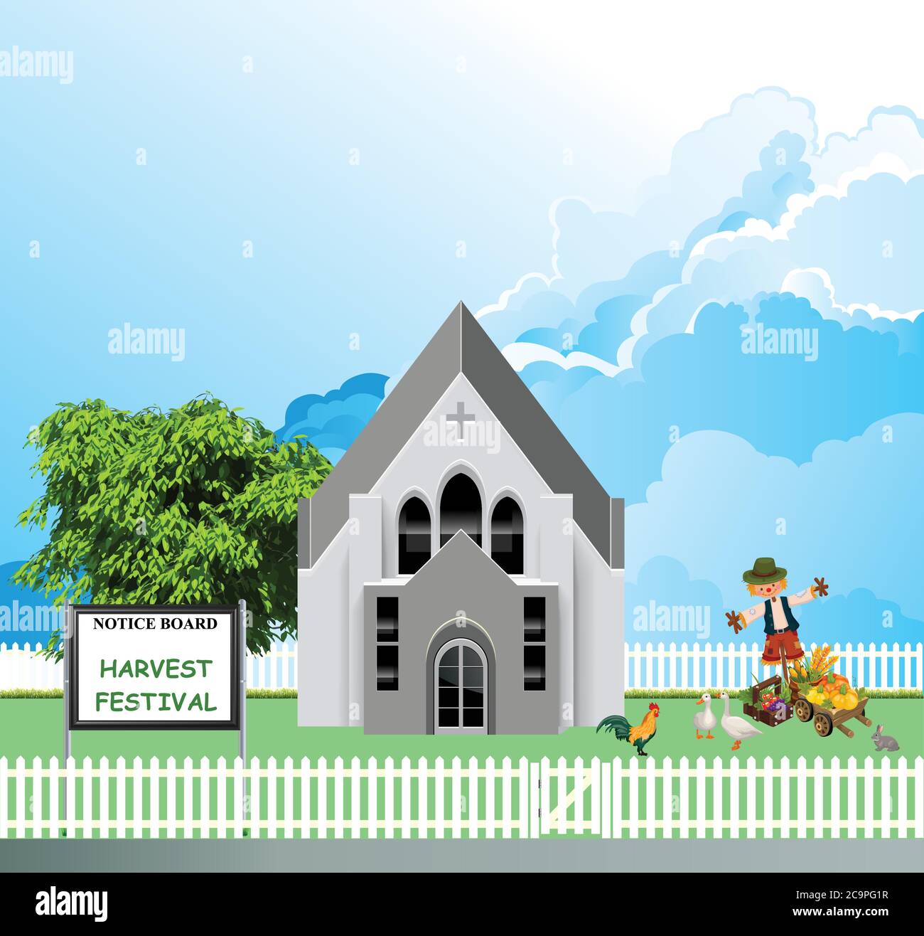 Christian parish church with Harvest Festival celebrating the produce ...