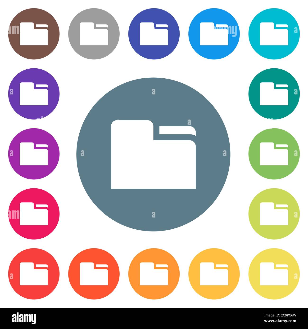 Tab folder flat white icons on round color backgrounds. 17 background ...