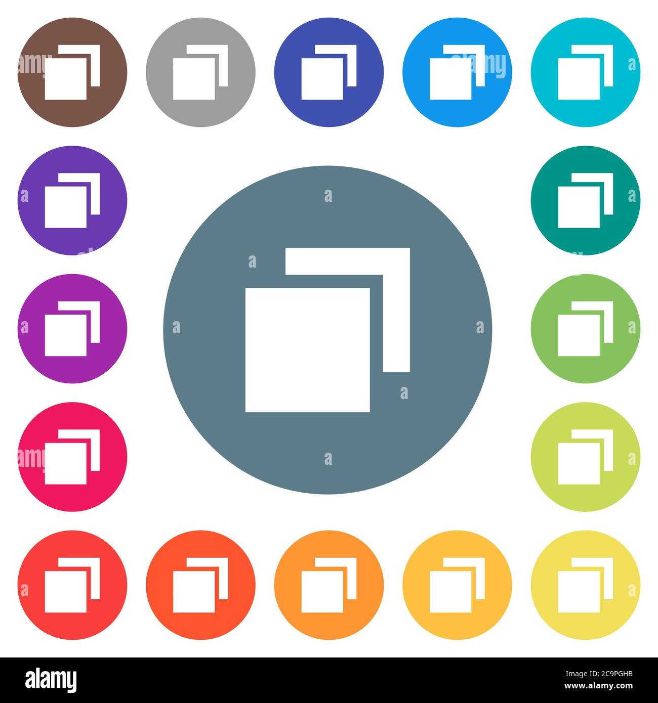 Overlapping elements flat white icons on round color backgrounds. 17 ...