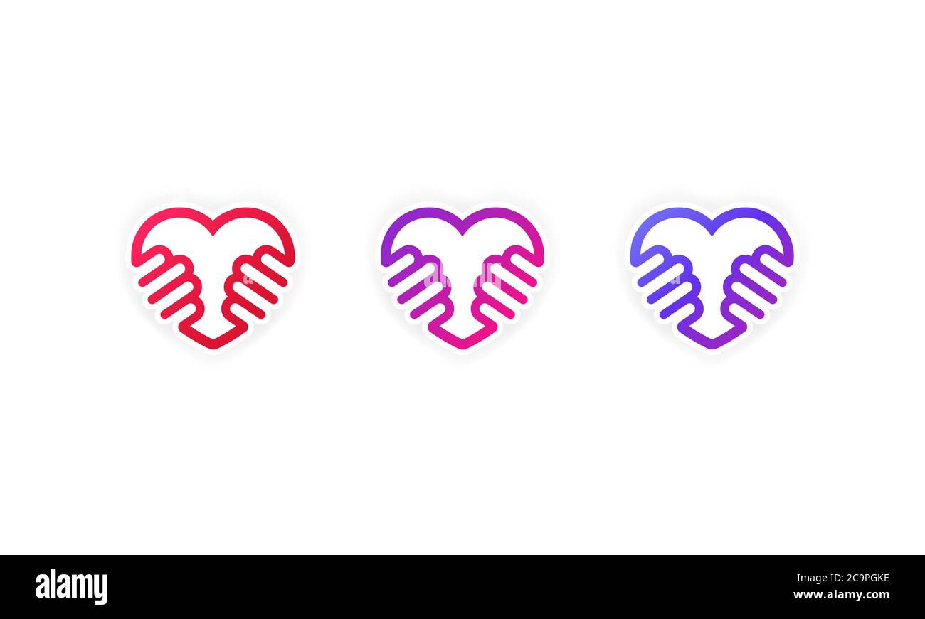 Hands hugs heart set stickers. Valentine s day. Love consept. Vector on ...