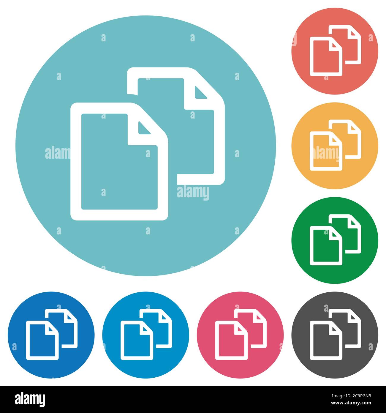 Copy document flat white icons on round color backgrounds Stock Vector ...