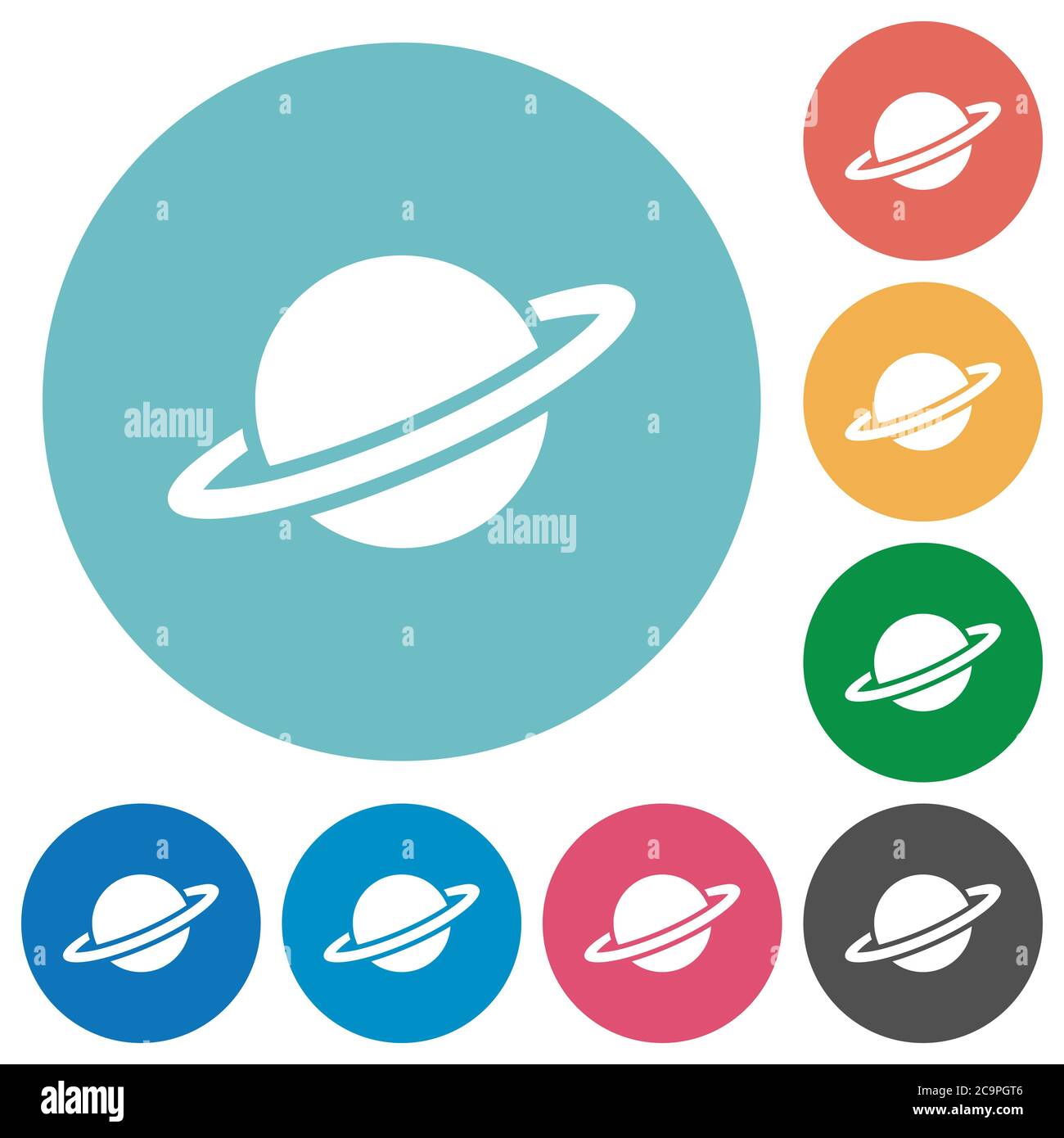 Planet flat white icons on round color backgrounds Stock Vector Image ...