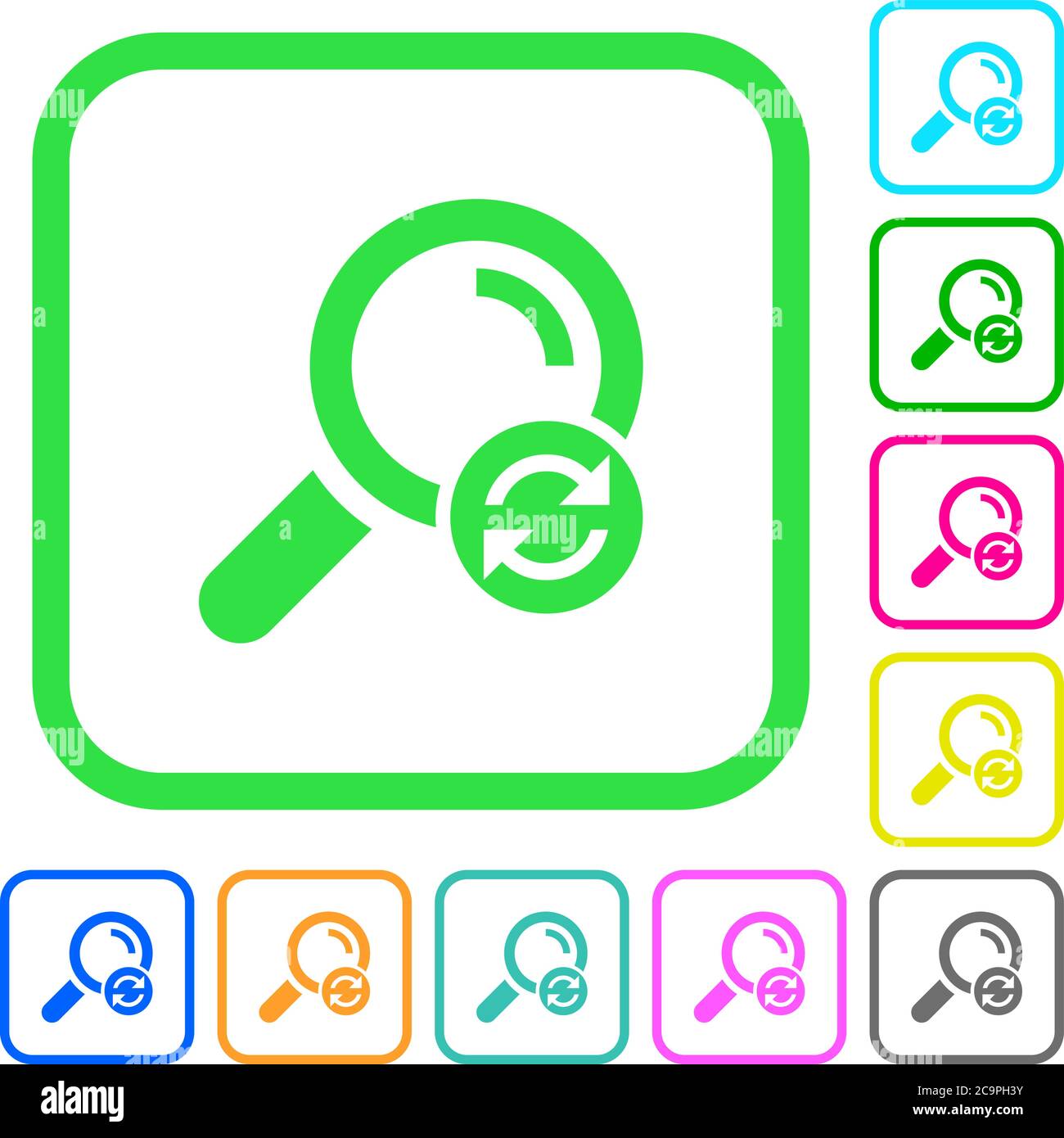 Reset search vivid colored flat icons in curved borders on white ...