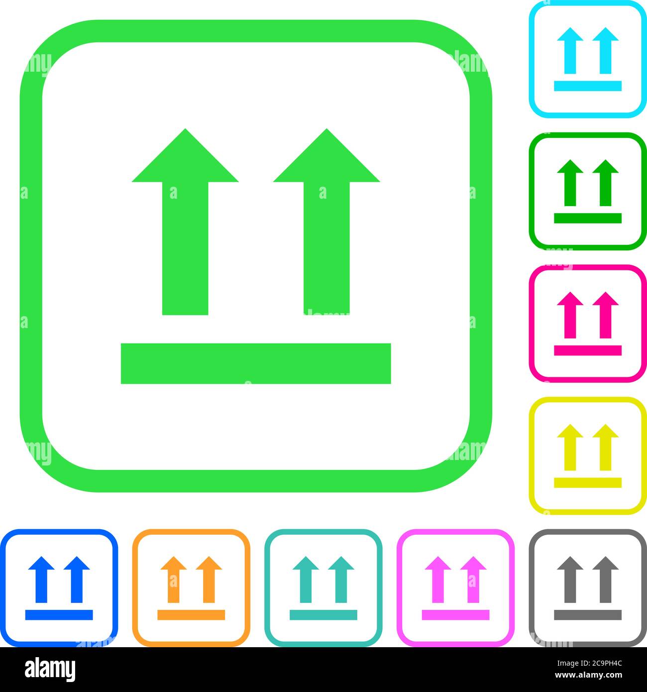 Side up sign vivid colored flat icons in curved borders on white ...