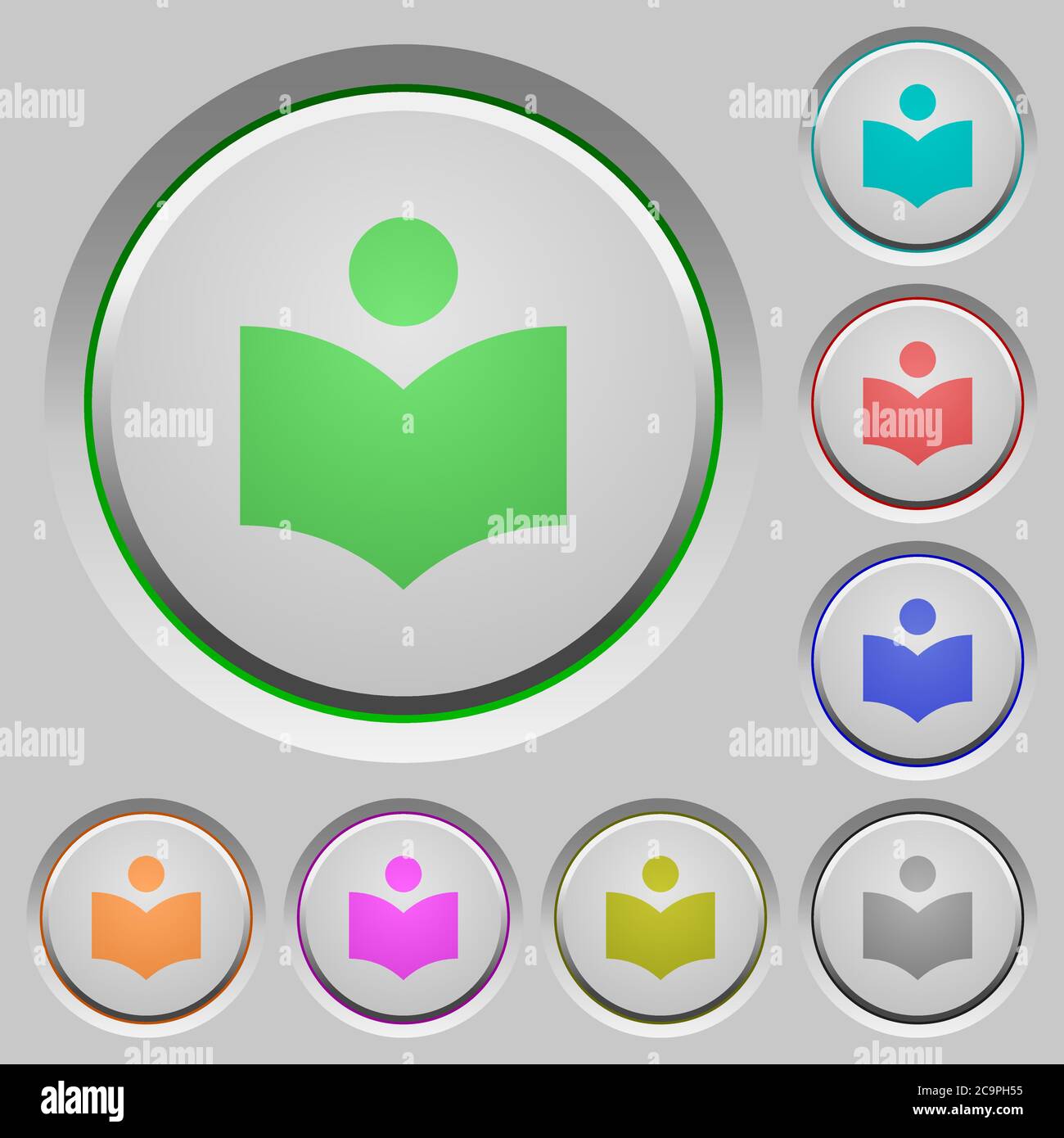 Library color icons on sunk push buttons Stock Vector Image & Art - Alamy