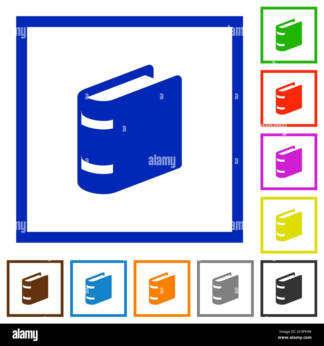 Single book flat color icons in square frames on white background Stock ...