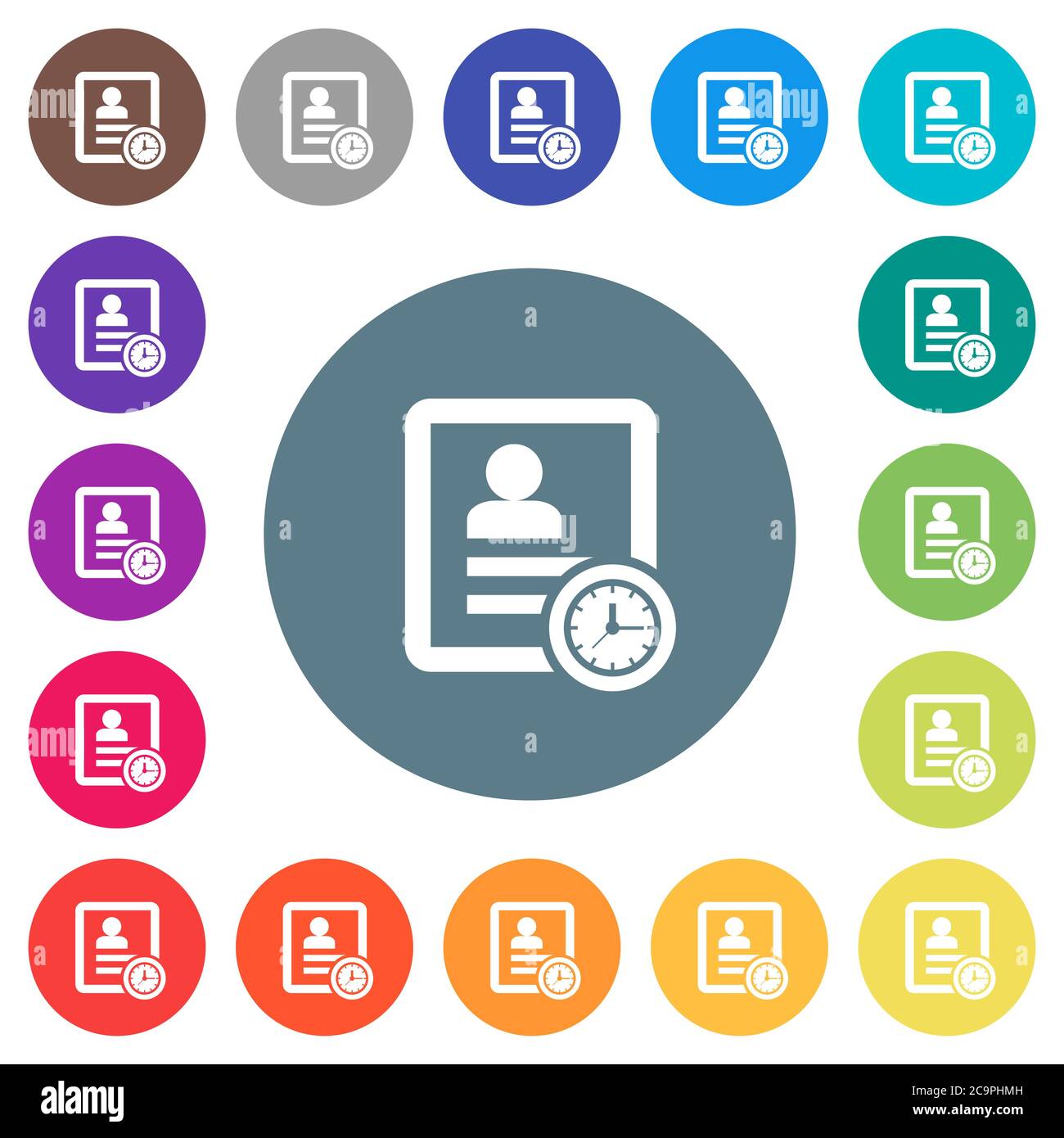 Contact appointment flat white icons on round color backgrounds. 17 ...