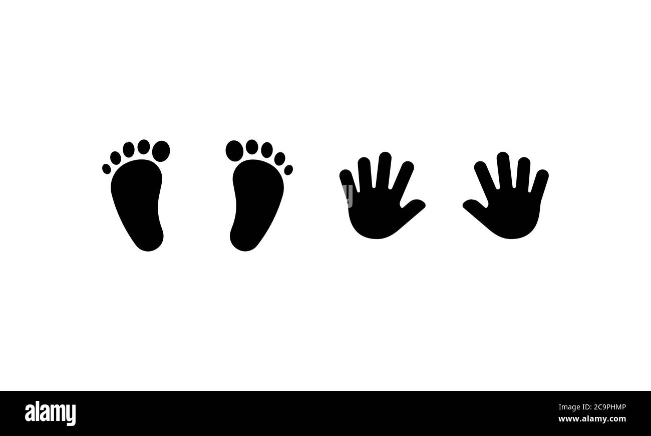 Childs foot and hand prints icon. Vector on isolated white background ...