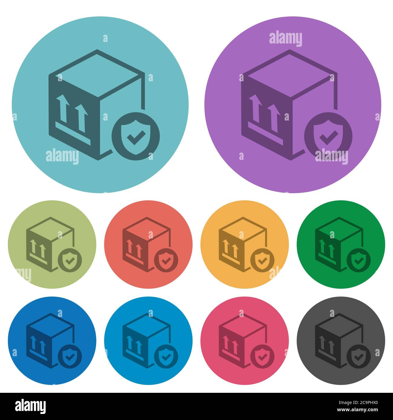 Safe package delivery darker flat icons on color round background Stock ...
