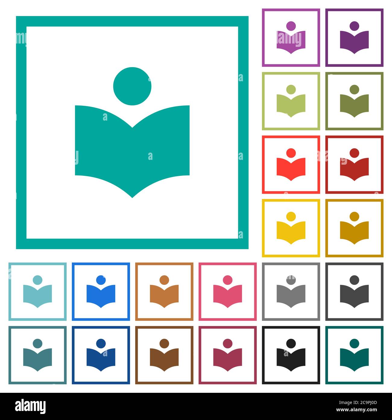 Library Flat Color Icons With Quadrant Frames On White Background Stock Vector Image And Art Alamy