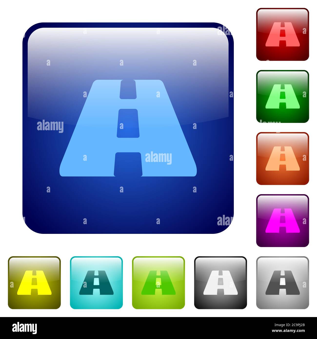 Road icons in rounded square color glossy button set Stock Vector Image & Art - Alamy