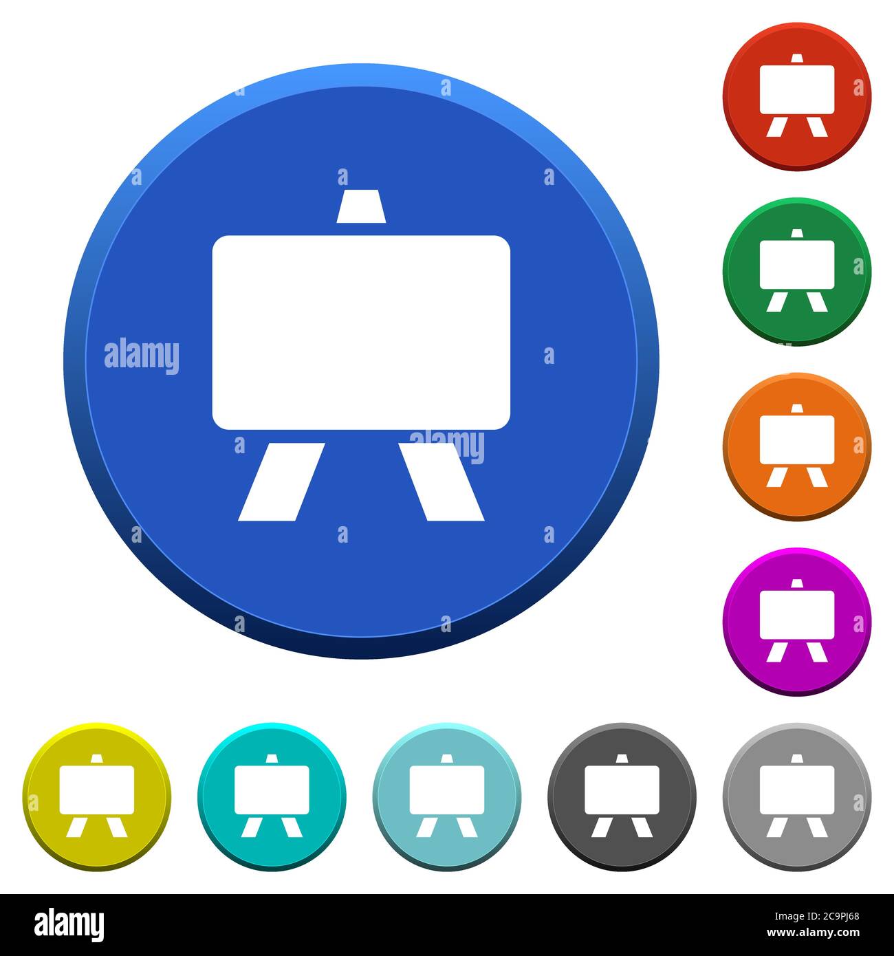 Blackboard round color beveled buttons with smooth surfaces and flat white icons Stock Vector ...