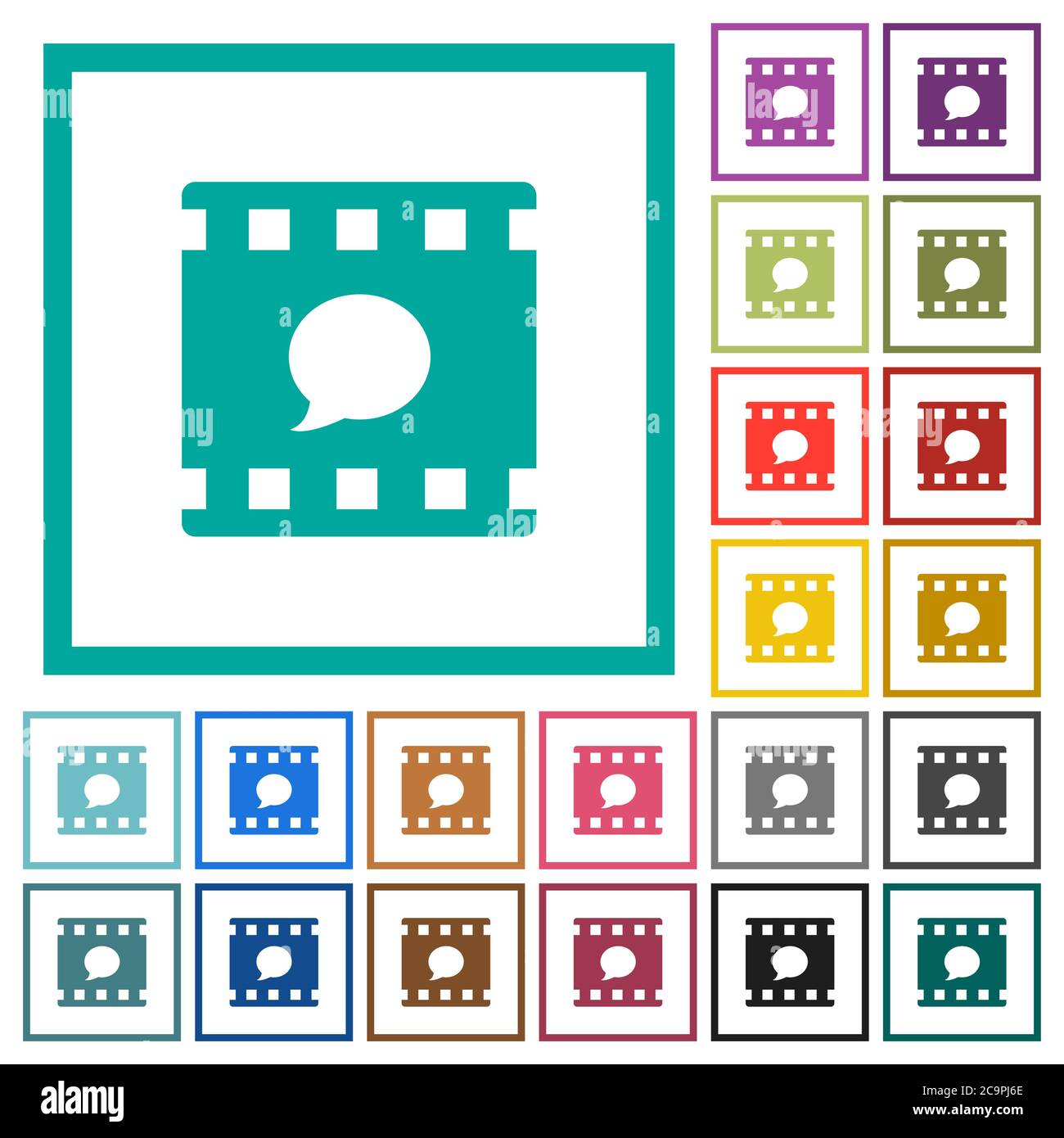 Comment movie flat color icons with quadrant frames on white background ...