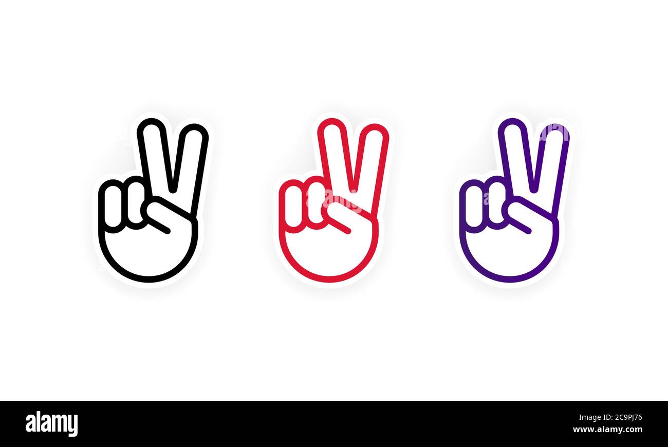 Hand gesture icon. Victory sign. Vector on isolated white background ...