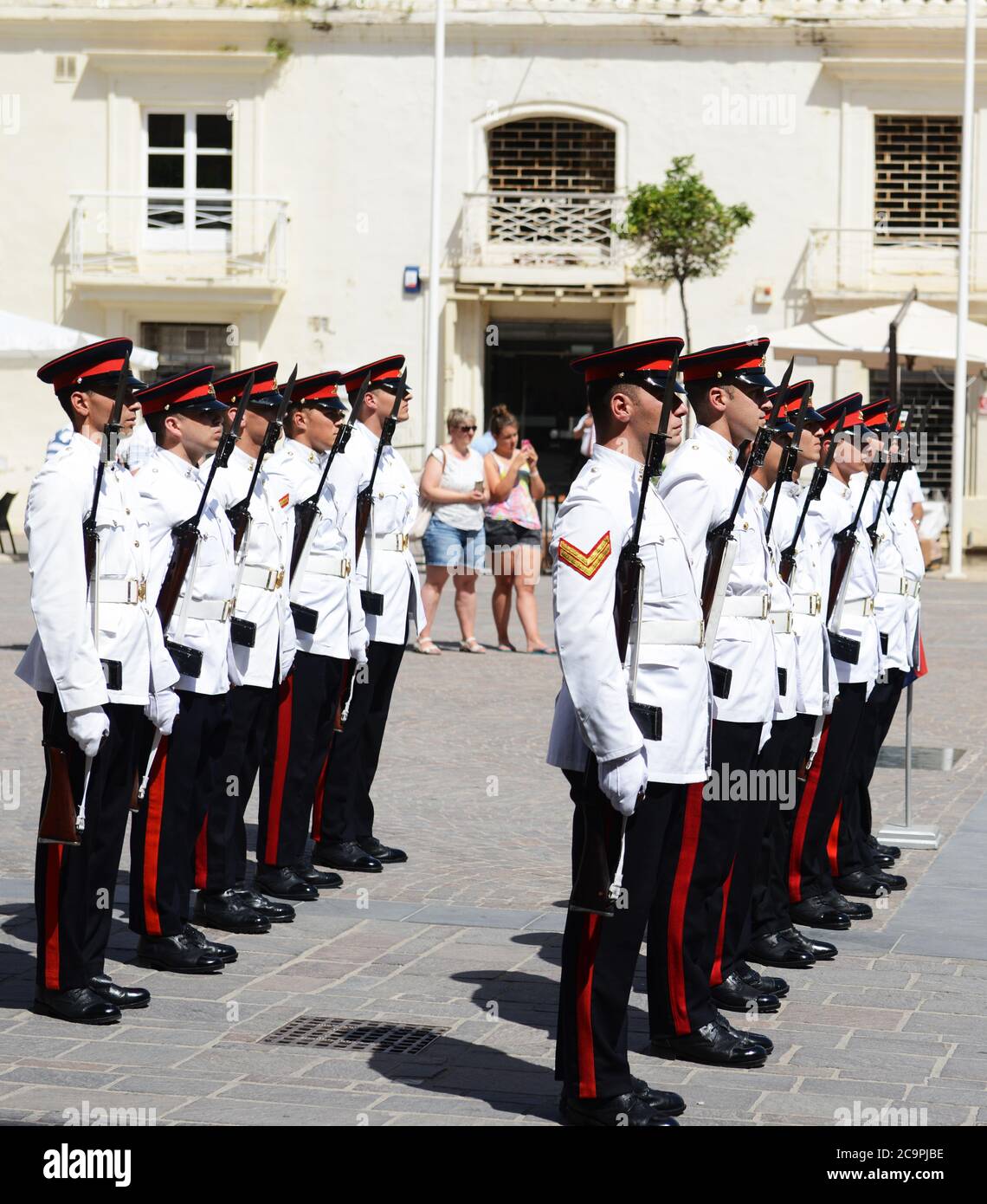 Changing of the guards ceremony at St. George Square in Valletta, Malta ...