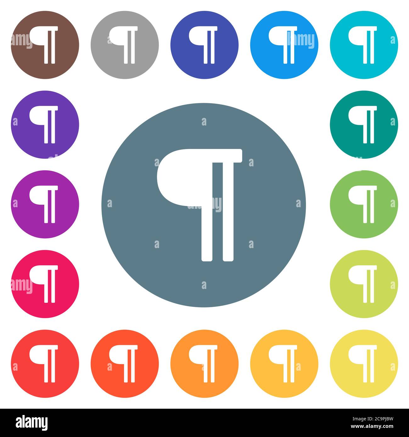 Text paragraph flat white icons on round color backgrounds. 17 ...