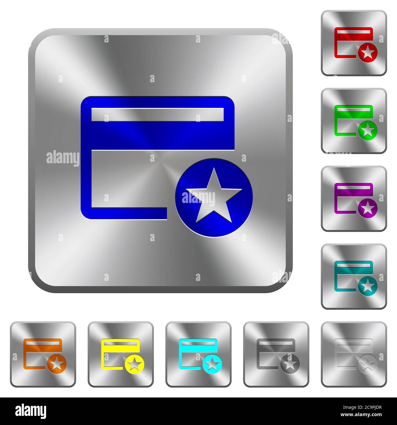 Primary credit card engraved icons on rounded square glossy steel ...
