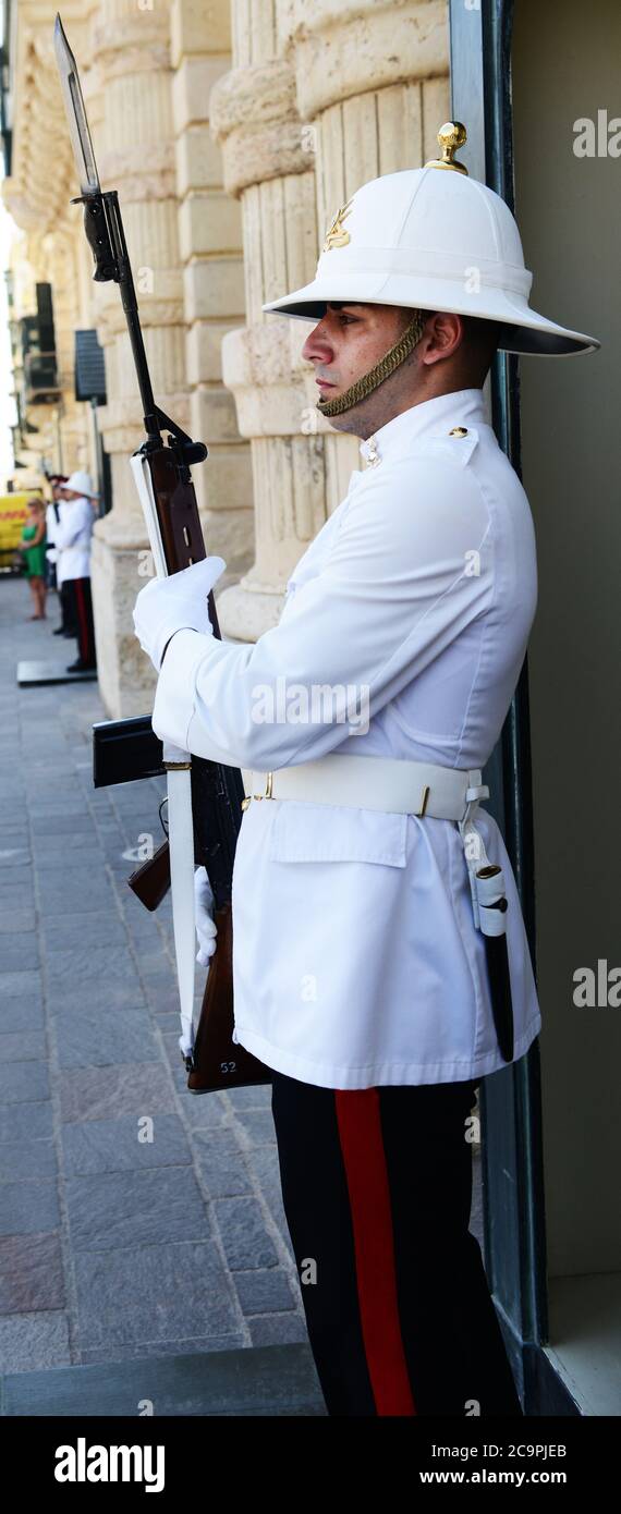 A Maltese guard at the Grandmaster palace in Valletta, Malta Stock ...