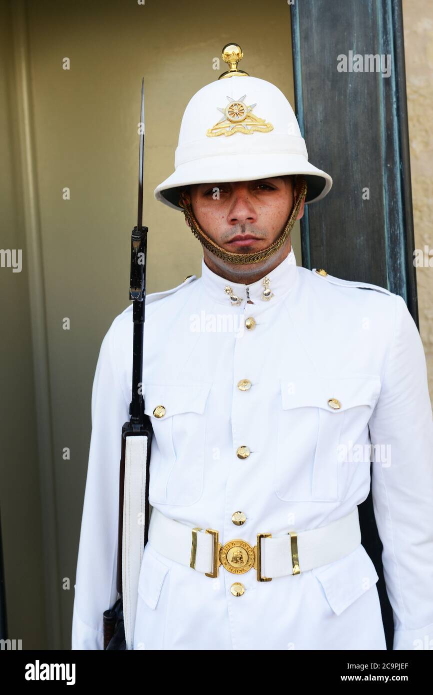 A Maltese guard at the Grandmaster palace in Valletta, Malta Stock ...