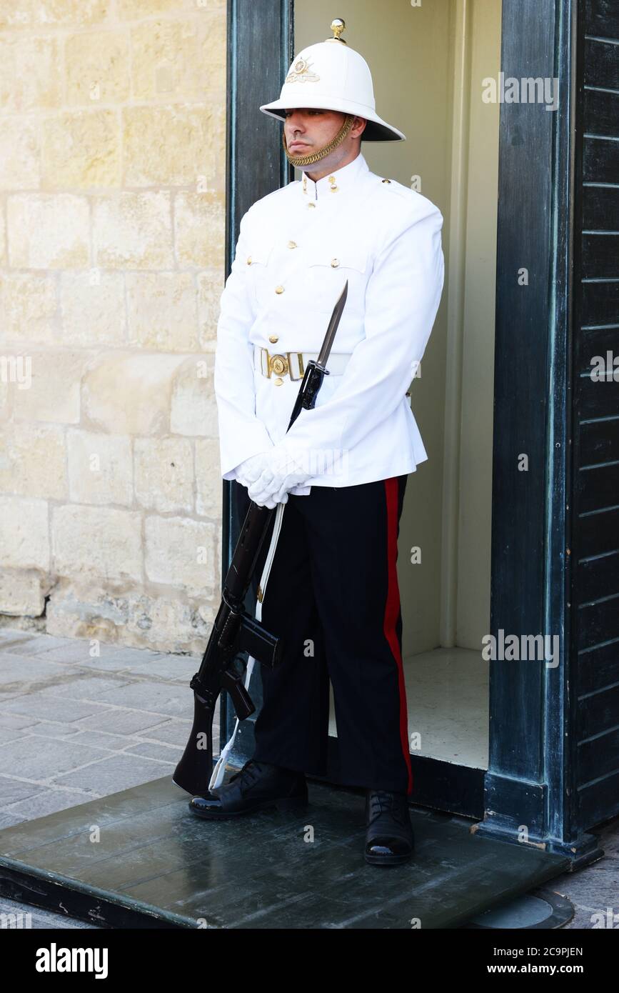 A Maltese guard at the Grandmaster palace in Valletta, Malta Stock ...