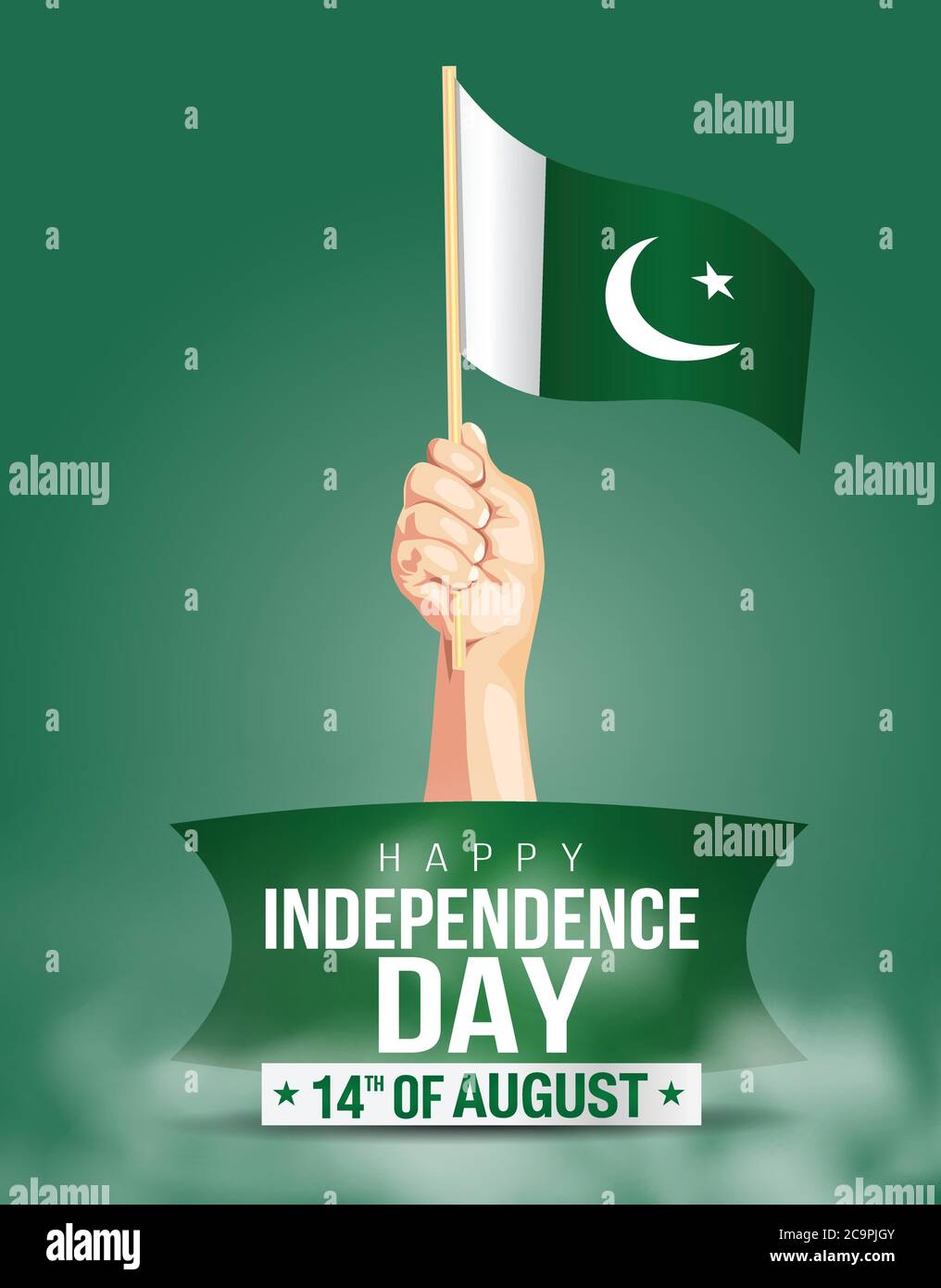 Pakistan Happy Independence Day 14th August Vector Illustration Flag