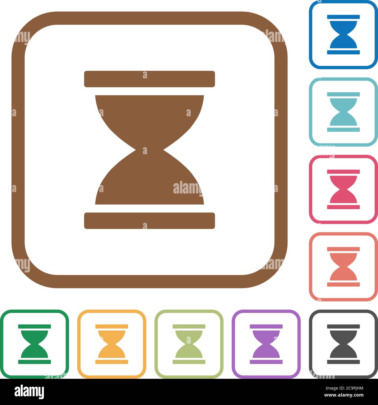 Hourglass simple icons in color rounded square frames on white background Stock Vector Image ...