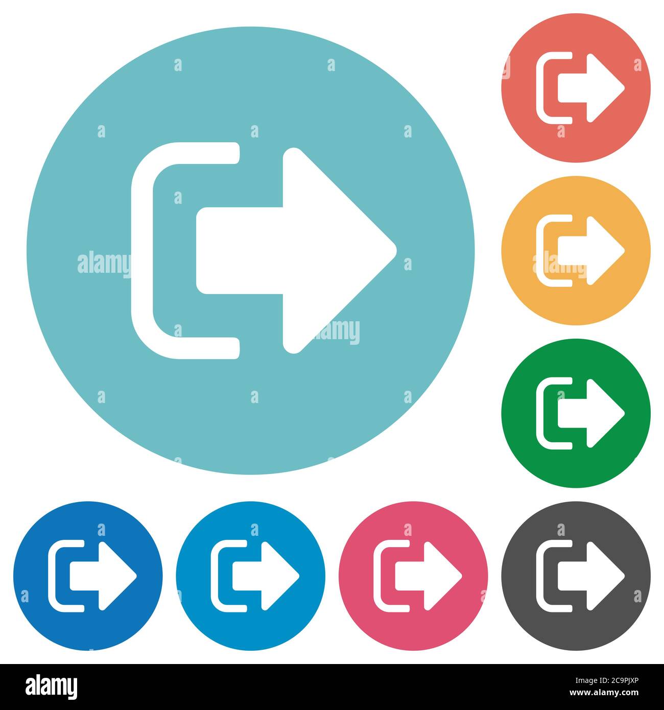 Sign out flat white icons on round color backgrounds Stock Vector Image ...