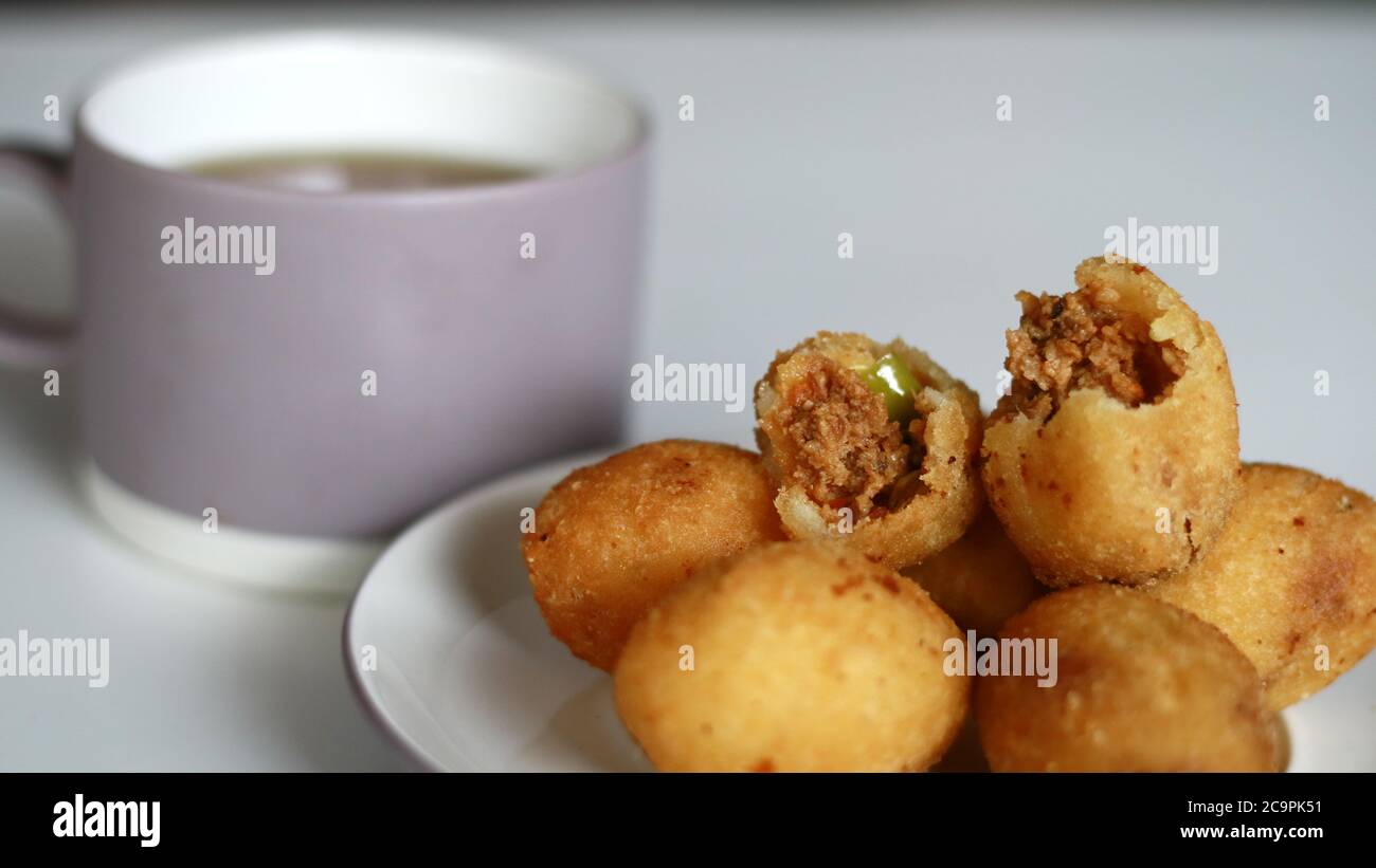 Combro, Indonesian traditional food. Made from cassava is grated and ...