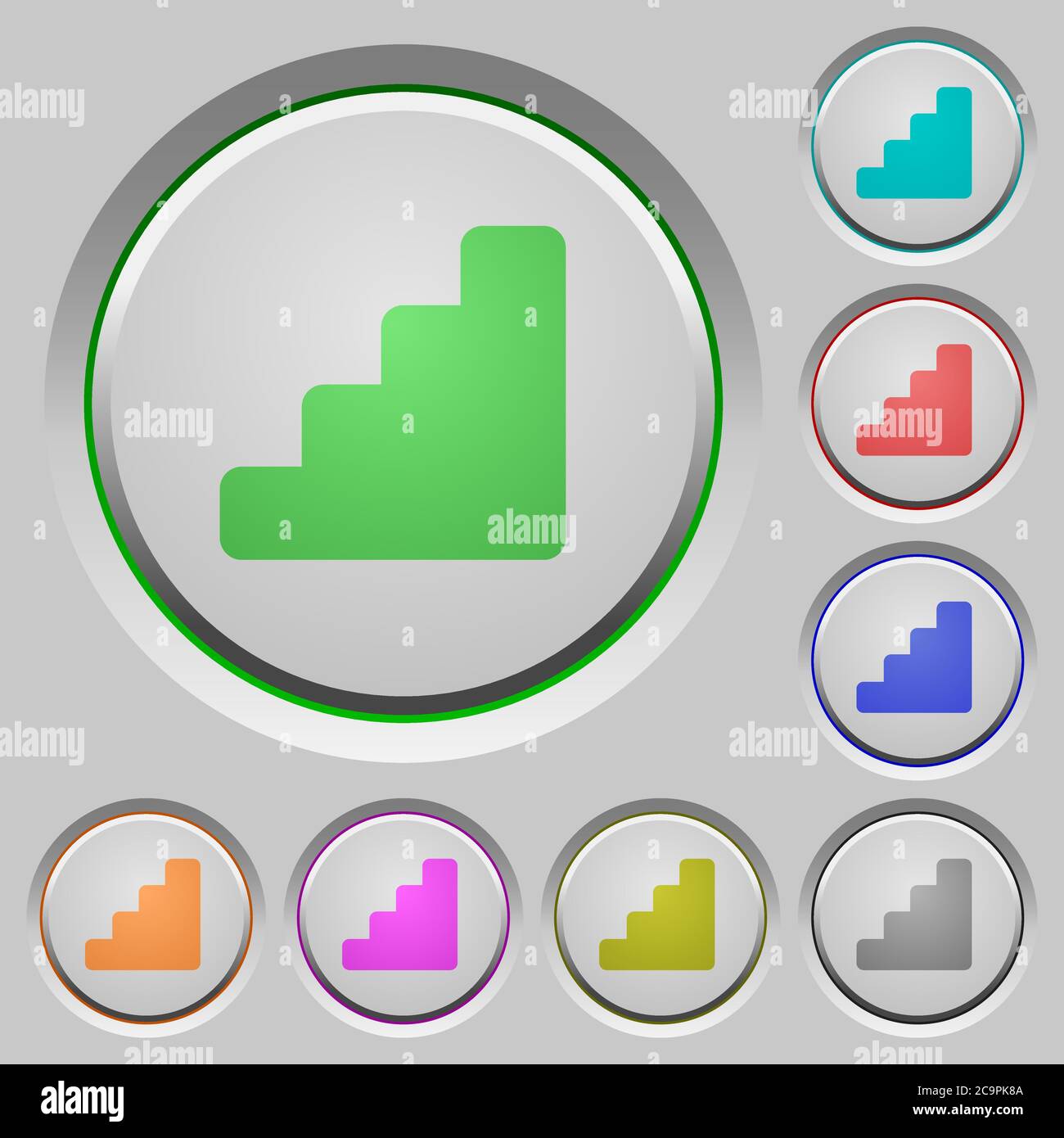 Stairs color icons on sunk push buttons Stock Vector Image & Art - Alamy