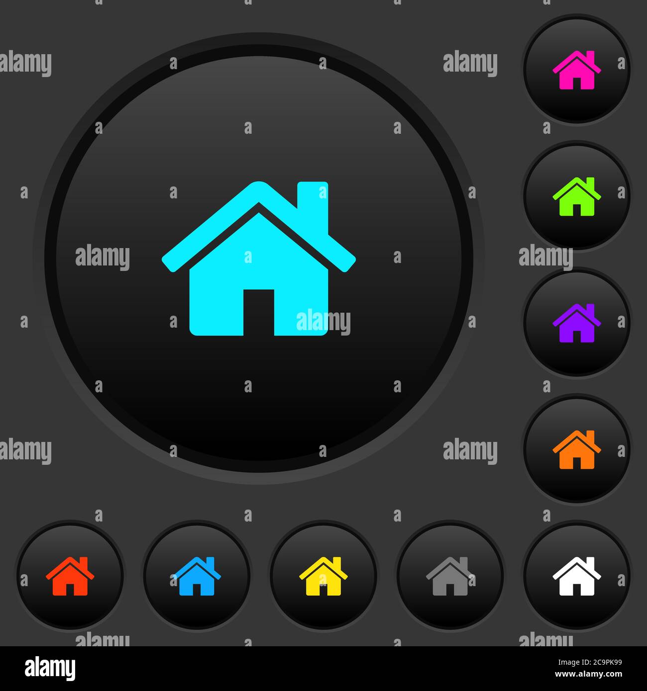 Home dark push buttons with vivid color icons on dark grey background ... Home dark push buttons with vivid color icons on dark grey background ...