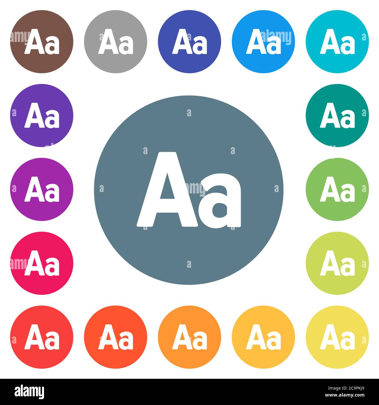 Font size flat white icons on round color backgrounds. 17 background ...