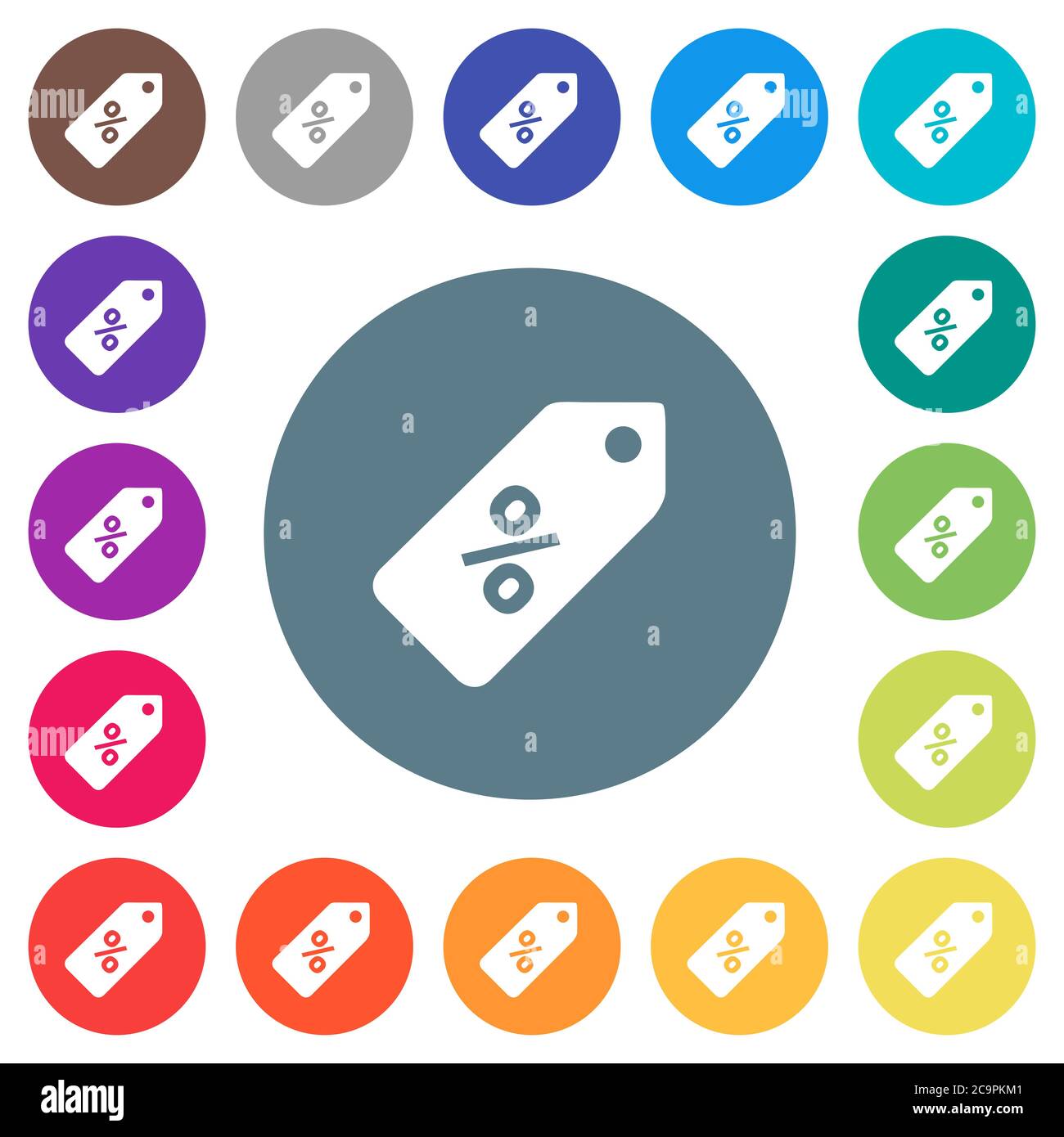 Discount price label flat white icons on round color backgrounds. 17 ...
