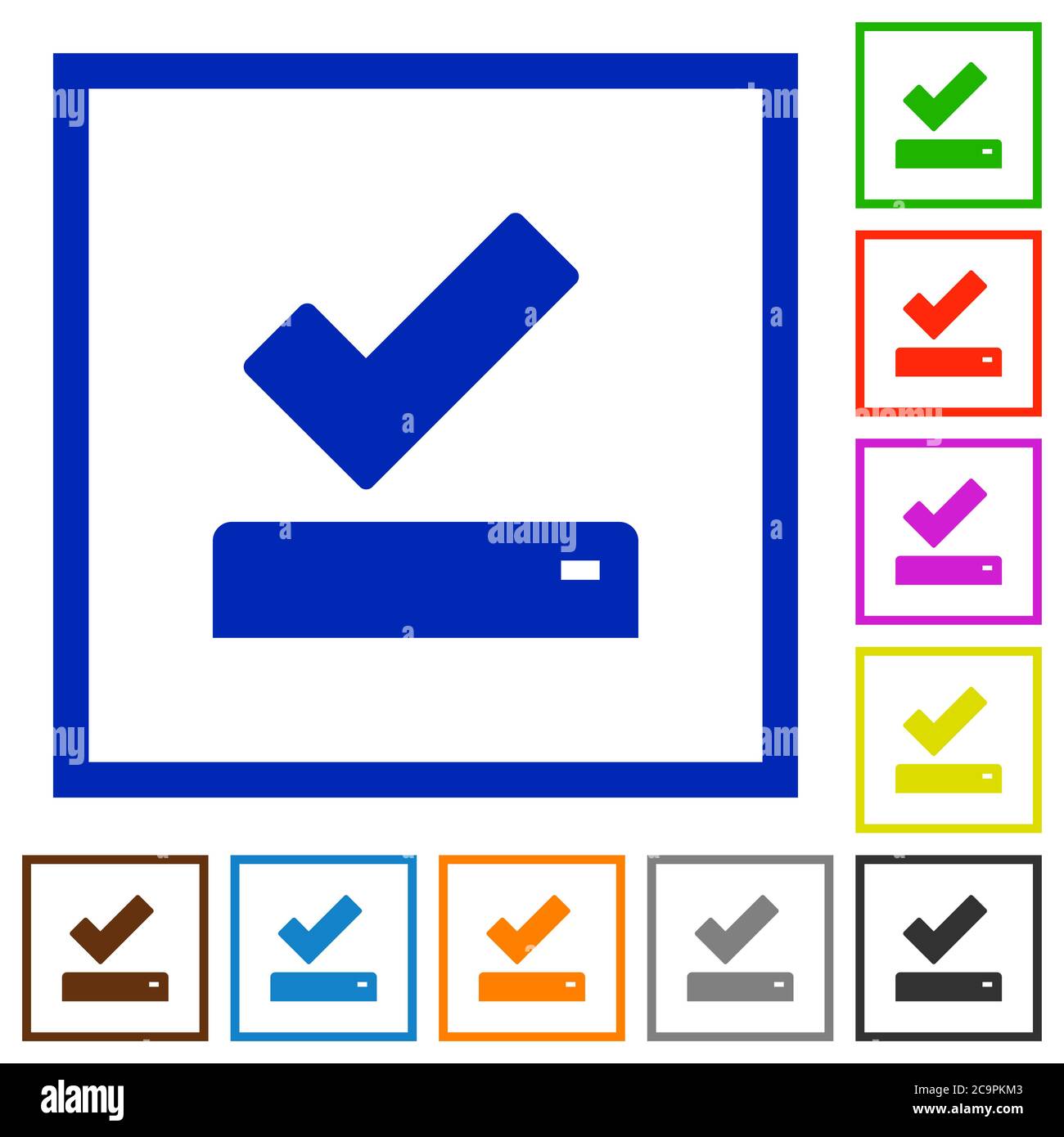 Successfully saved flat color icons in square frames on white ...