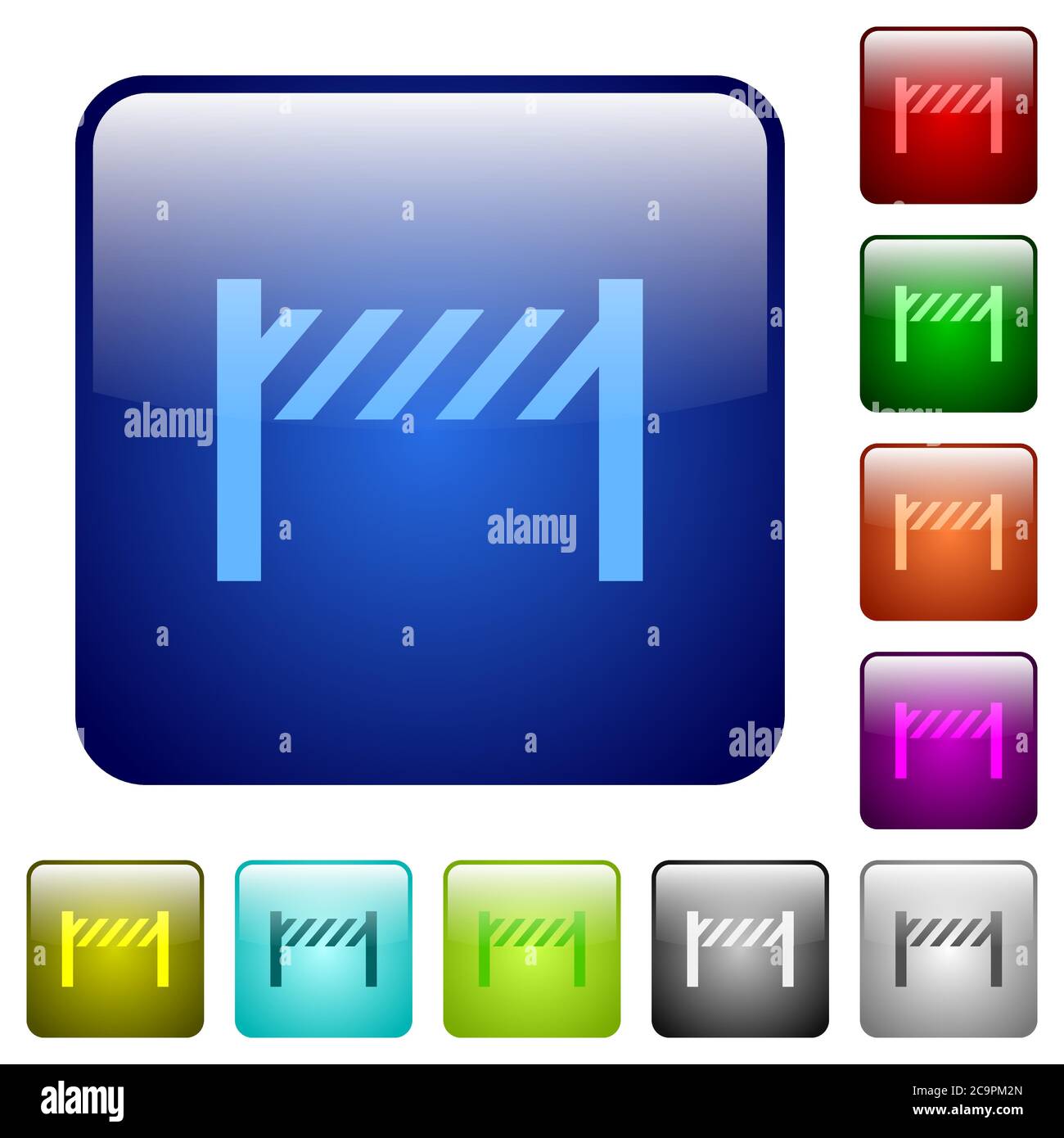 Road Closure Fence Icons In Rounded Square Color Glossy Button Set Stock Vector Image And Art Alamy