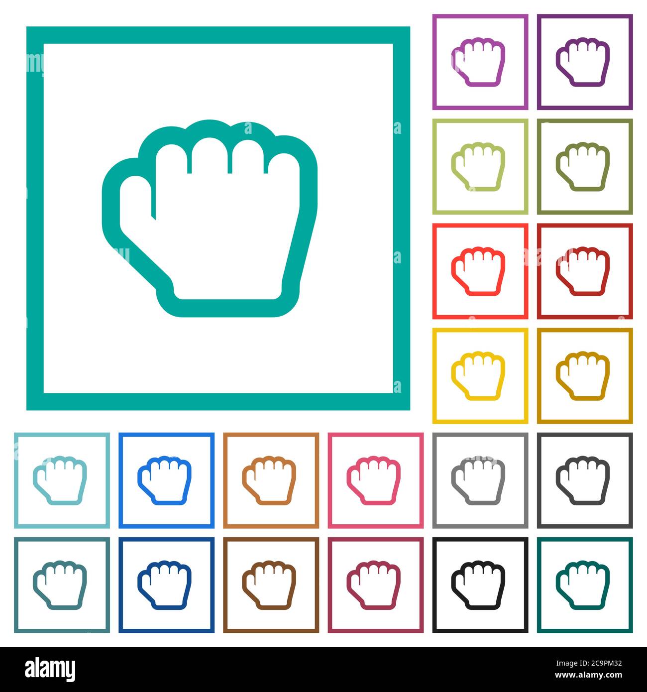 Grab cursor flat color icons with quadrant frames on white background ...