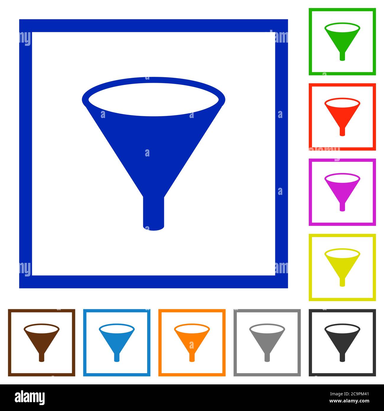 Funnel flat color icons in square frames on white background Stock ...