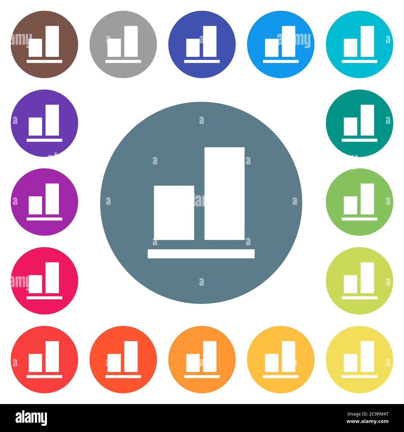 Align to bottom flat white icons on round color backgrounds. 17 ...