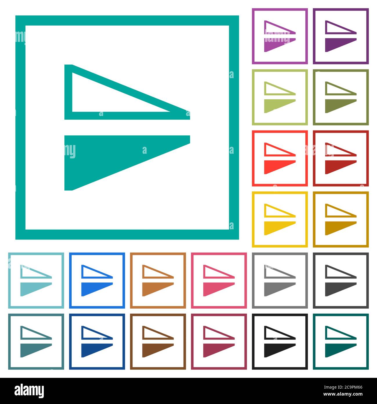 Flip vertical flat color icons with quadrant frames on white background ...