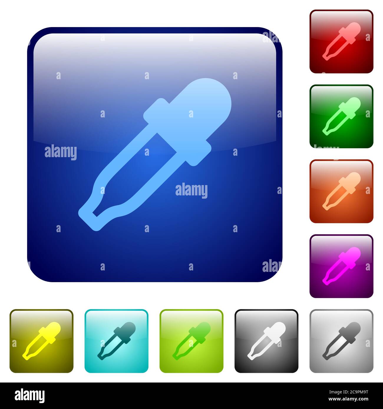 Color picker icons in rounded square color glossy button set Stock ...