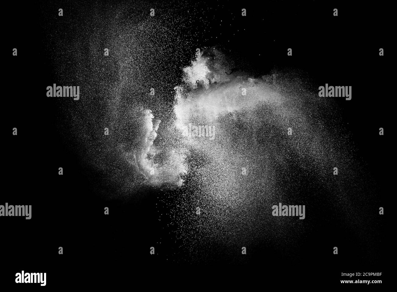 Abstract white powder dust explosion on black background Stock Photo ...